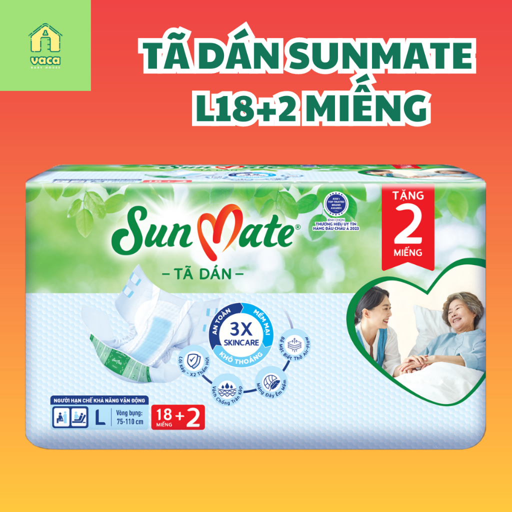 Tã/bỉm dán người lớn SunMate mẫu mới size L18+2 gói lớn tiết kiệm | Shopee Việt Nam