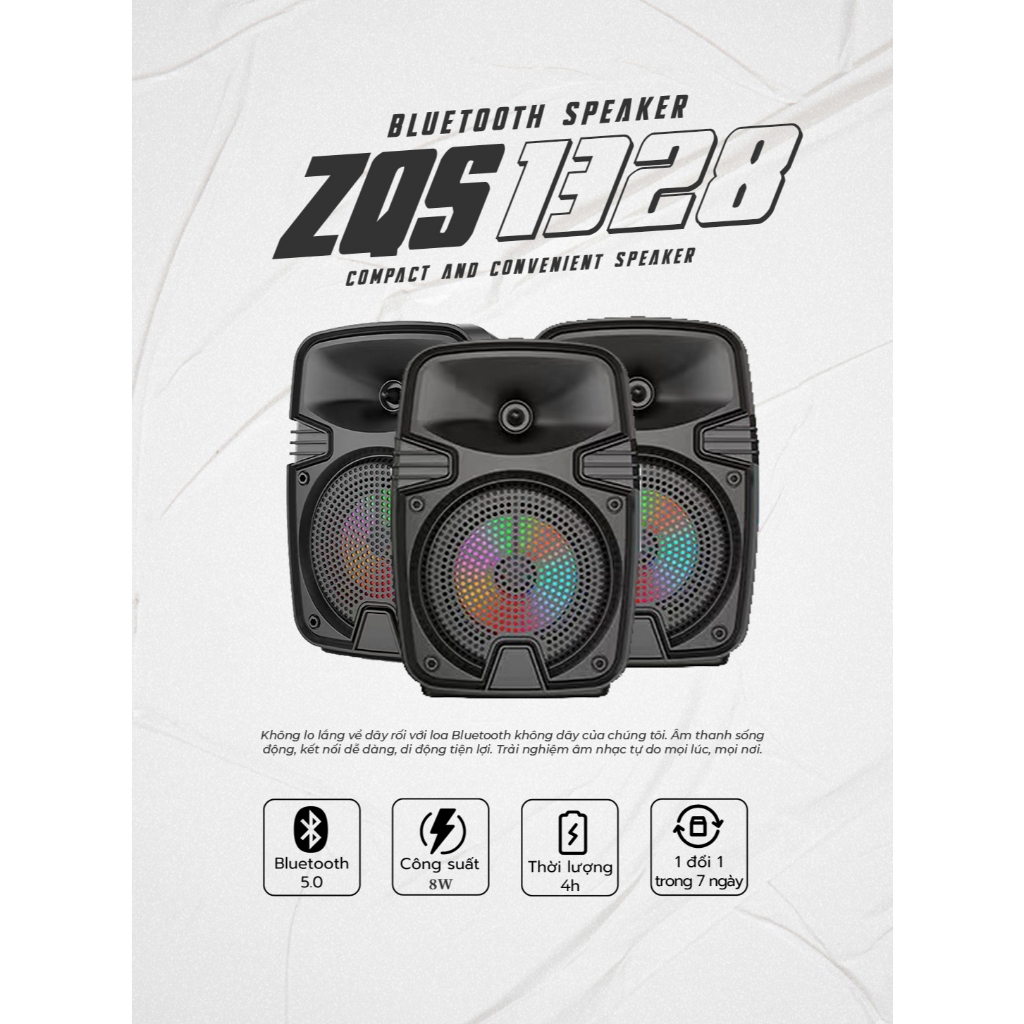 Loa Bluetooth ZQS-1328 LoA nghe nhạc hỗ trợ bass cực căng - Thiết kế ...