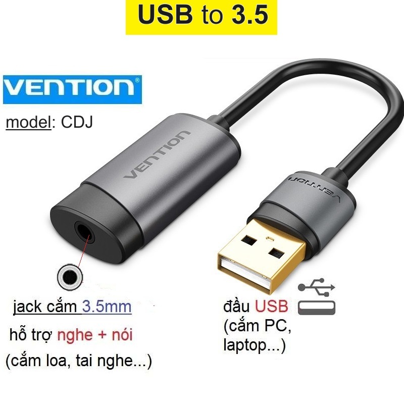 Usb âm thanh cho Laptop PC Vention CDJH usb sound card | Shopee Việt Nam