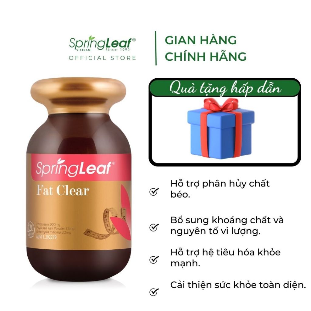 Viên uống hỗ trợ giảm cân kiểm soát và giảm mỡ trong cơ thể SpringLeaf Fat Clear 120 viên ...