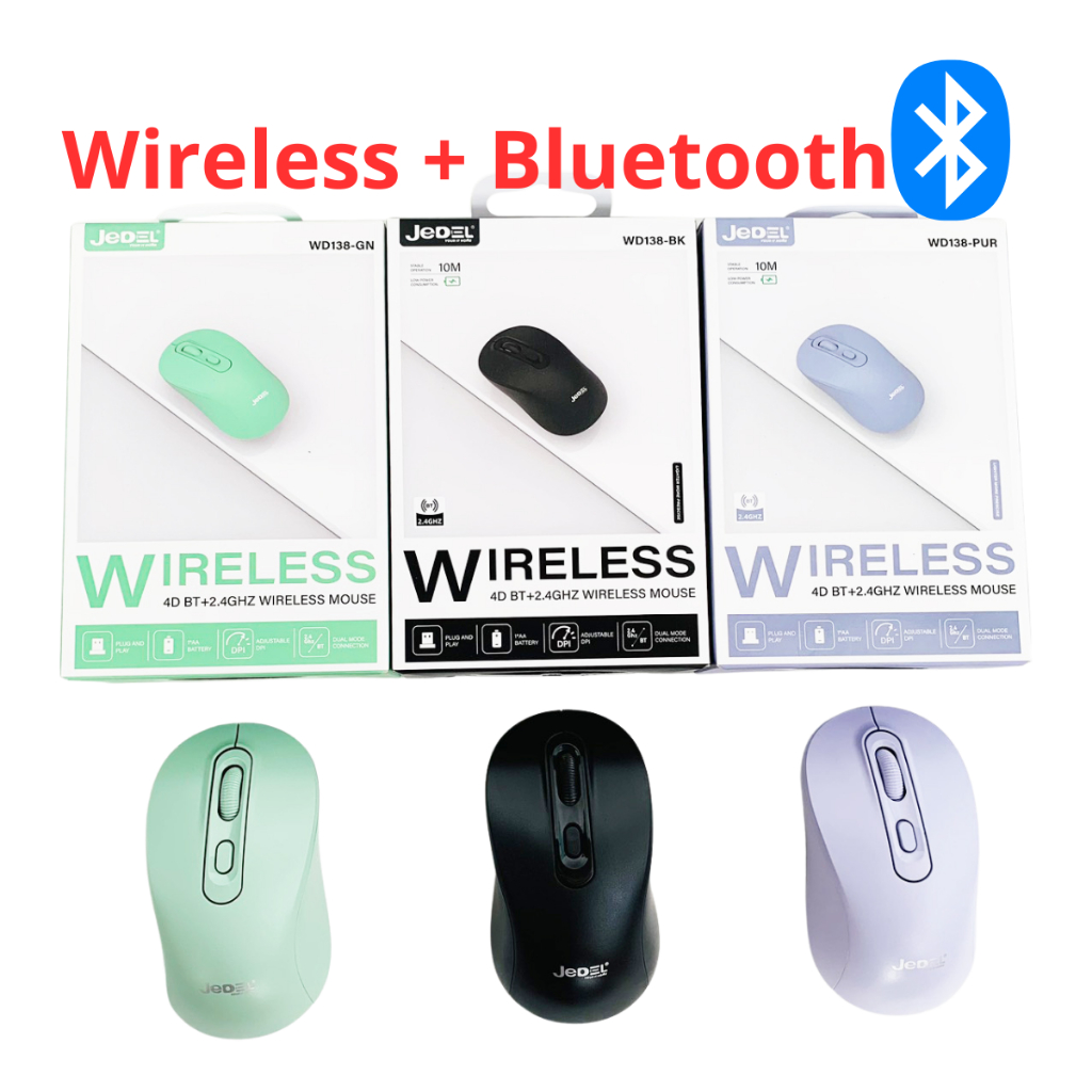 Chuột máy tính không dây JEDEL WD138-BK Wireless + Bluetooth, cho máy ...