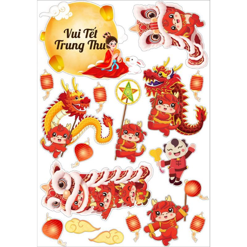 Decal trung thu mẫu mới nhất, sticker trung thu trang trí kính, hình ...