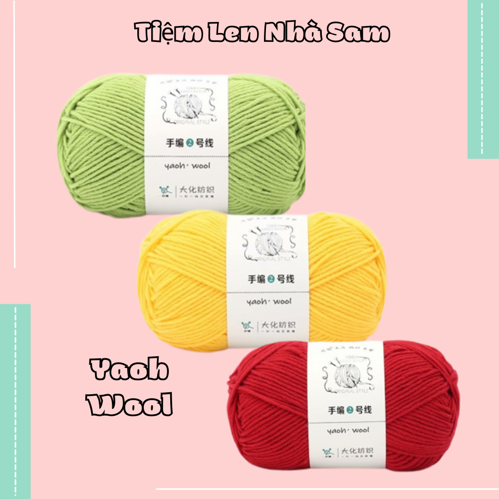Len Yaoh Wool 100g, Len cuộn sợi 3mm dùng để đan móc áo, mũ, khăn ...