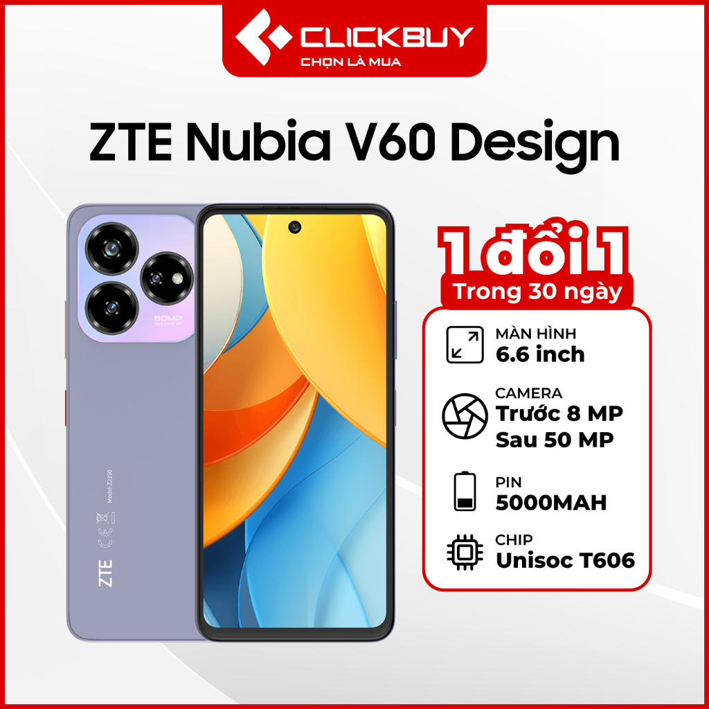 Điện thoại ZTE Nubia V60 Design 6GB 256GB Chính Hãng | Shopee Việt Nam