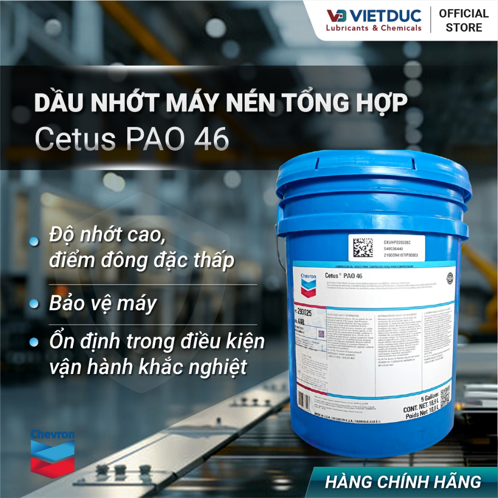 Dầu máy nén khí tổng hợp Chevron Cetus PAO 46/68 - Can 18.9L | Shopee ...