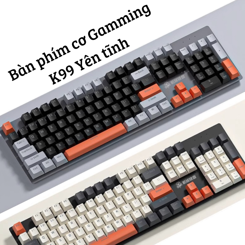 Bàn phím cơ Gamming yên tĩnh K99, phối màu đẹp mắt, giá rẻ. Bàn phím cơ Fullsize dùng dây ...