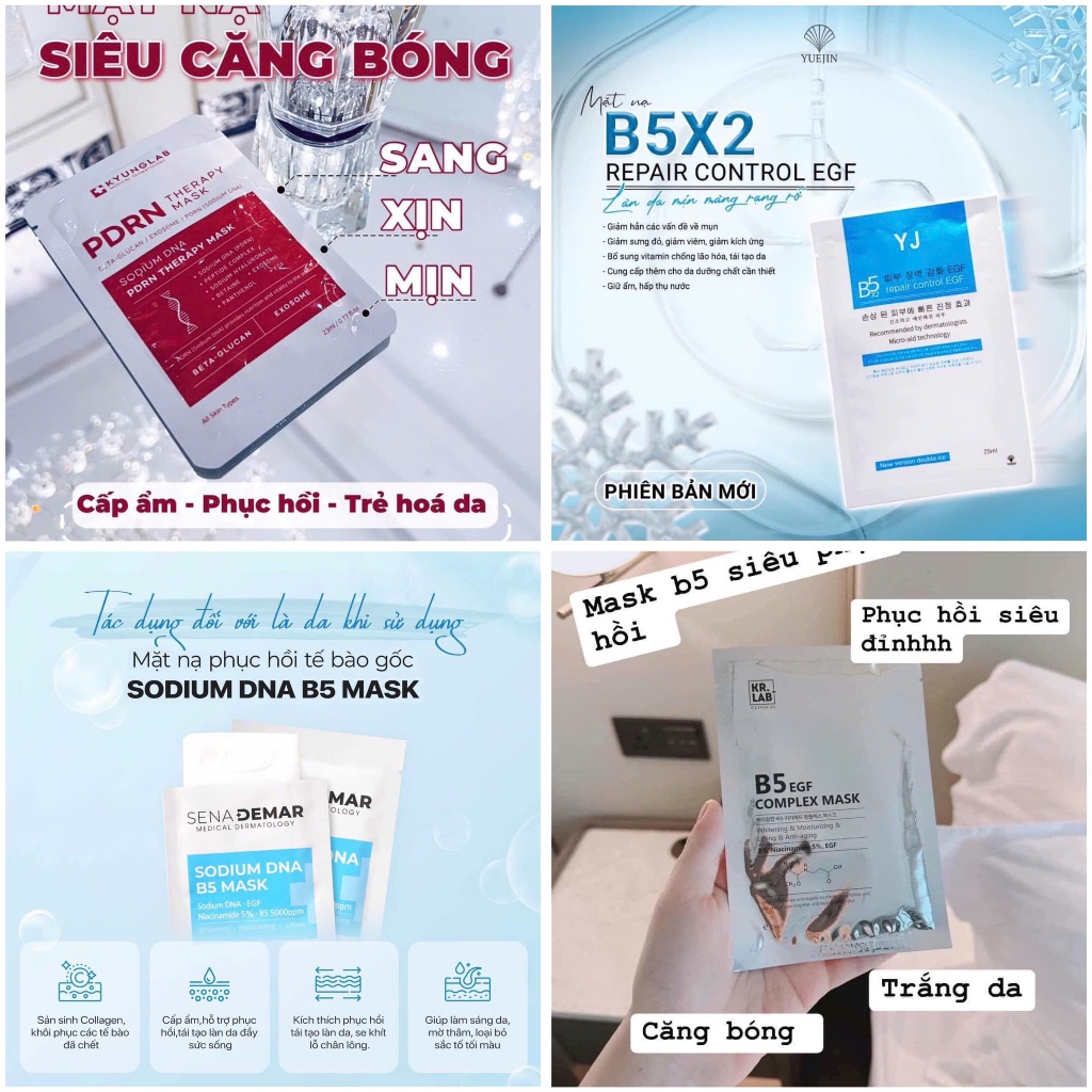 (Mix nạ)Combo10 Mặt nạ mask b5 krlab phục hồi+mặt nạ senademar +mask ...