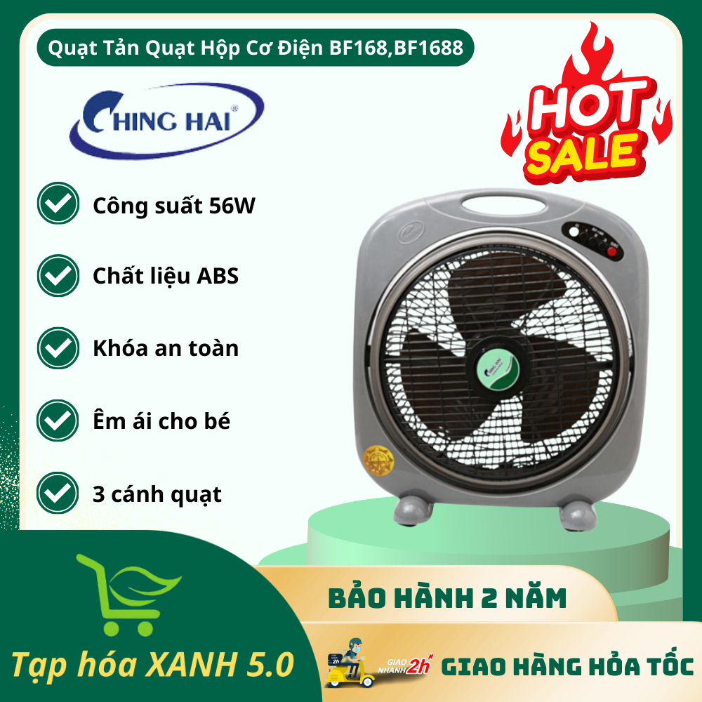 Quạt tản, quạt hộp ChingHai BF168 | BF1688 | cánh 350mm, Dễ dàng di chuyển động cơ mạnh mẽ bền ...