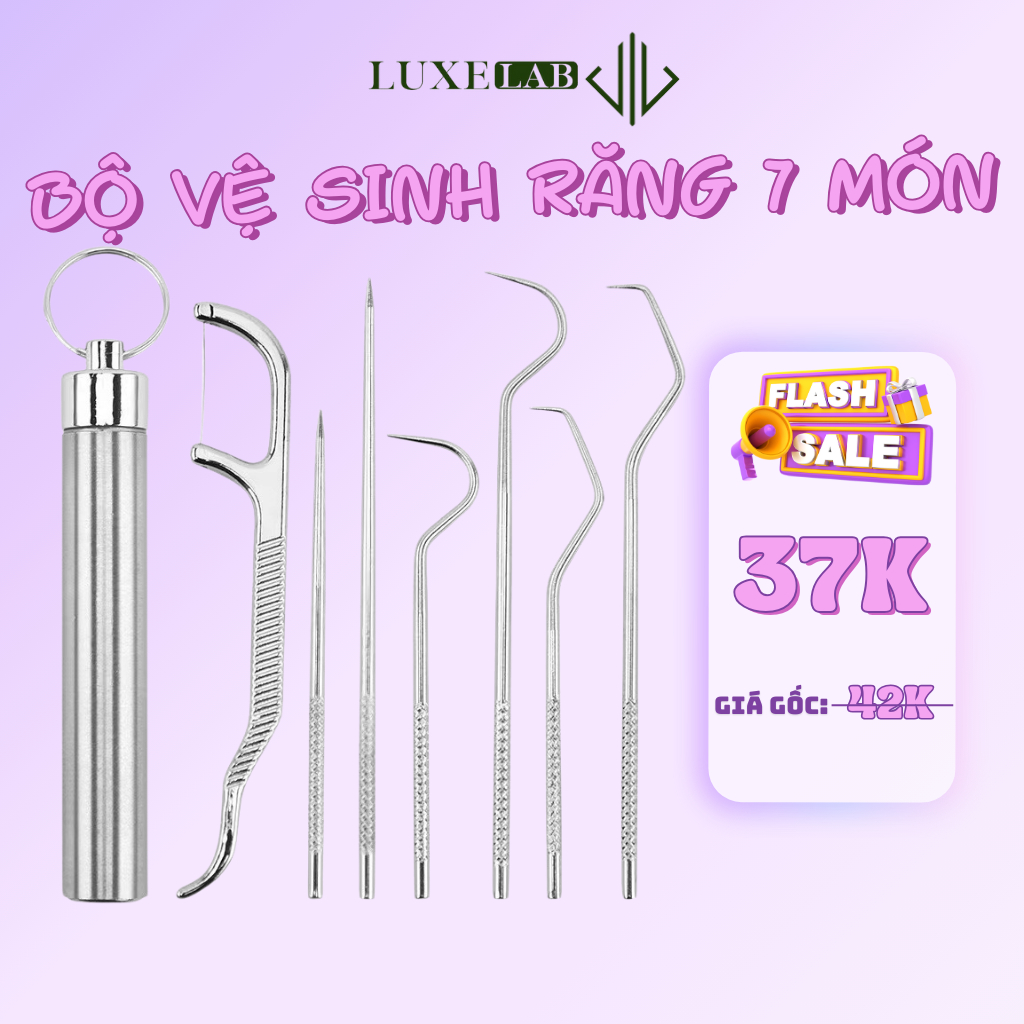 Bộ 7 Món Vệ Sinh Răng Miệng, Tăm Xỉa Răng Bằng Thép Không Gỉ Chuyên Dụng LUXELAB 12382 | Shopee ...