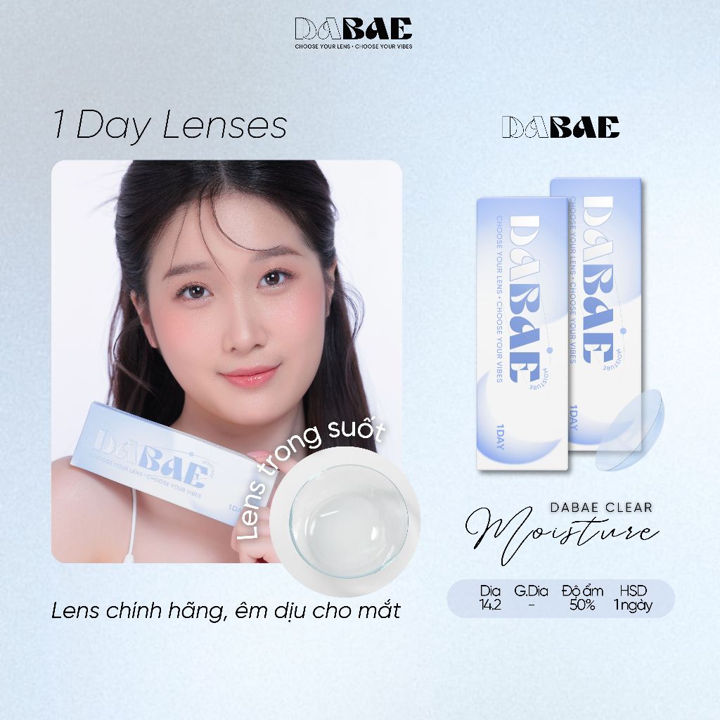 Kính áp tròng cận 1 ngày Dabae Lens trong suốt cho mắt nhạy cảm ...