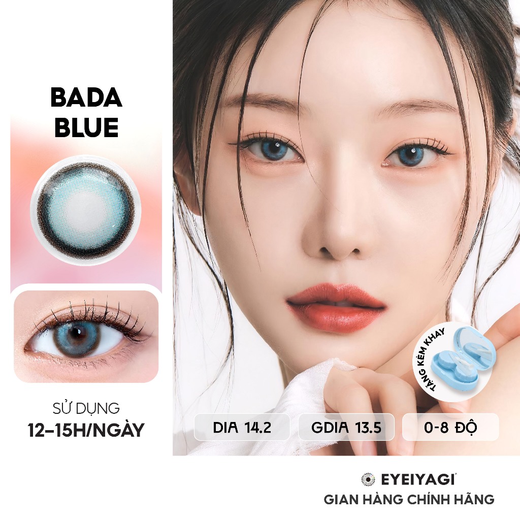 [TẶNG NƯỚC NHỎ MẮT] Kính áp tròng EYEIYAGI lens xanh dương Bada Blue ...