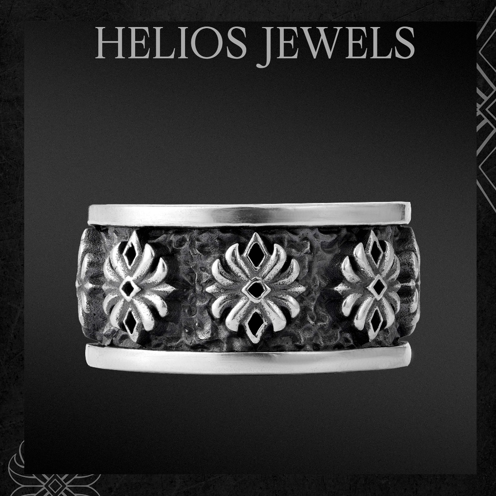 Nhẫn Bạc Nam, Nữ HeliSilver S925 Ontario Lotus Helios Black Silver ...
