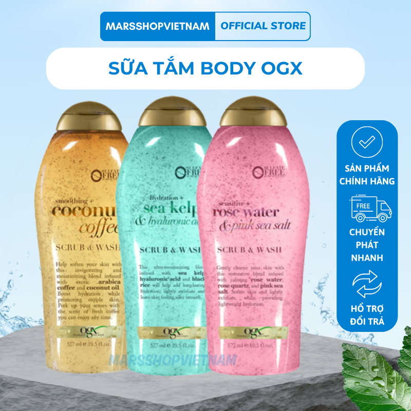 Sữa Tắm Tẩy Tế Bào OGX Smoothing Coconut Coffee Scrub & Wash 577ml, Sữa ...
