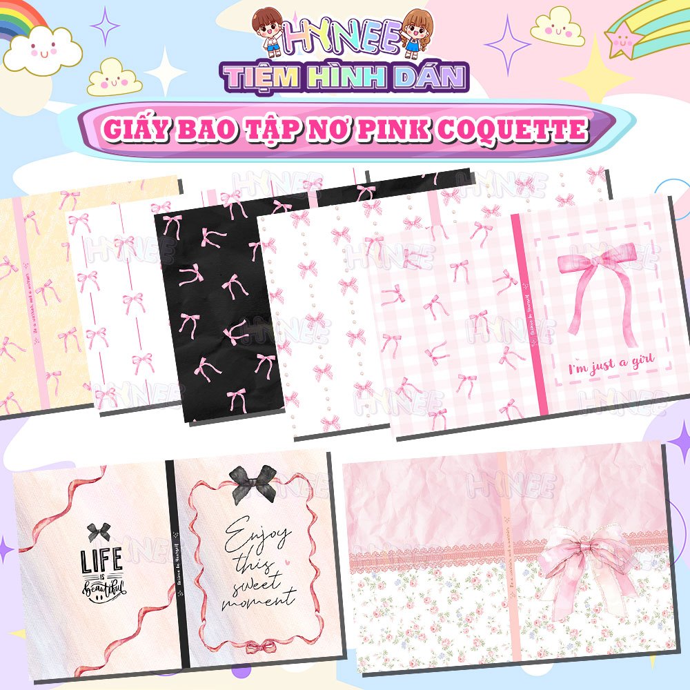 Giấy Bao Tập Pink Coquette, Giấy Bao Vở, Bọc Vở Tập Hoạ Tiết Nơ Nhí ...