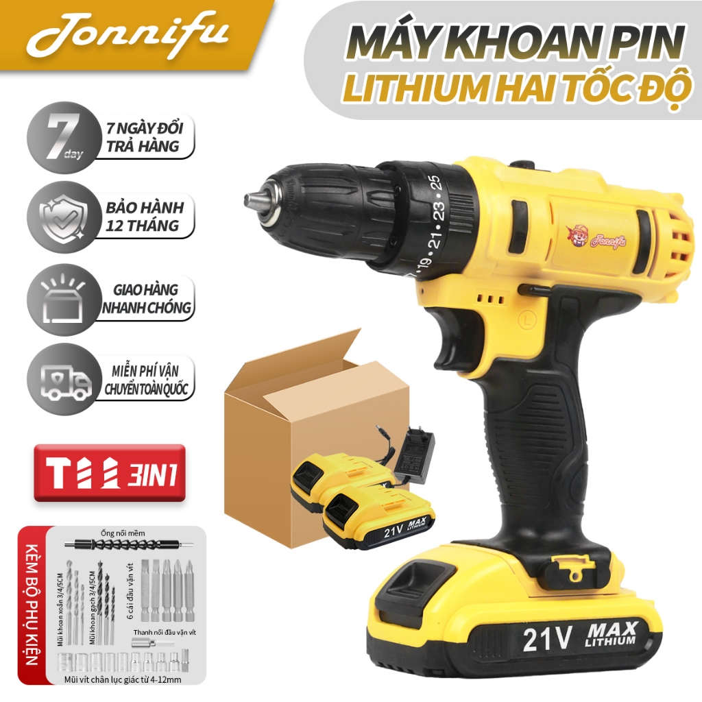 Máy khoan pin TONNIFU Máy Khoan Cầm Tay Tiện Dụng Pin Trâu ĐẶC BIỆT TẶNG KÈM 24 MÓN PHỤ KIỆN-HG ...
