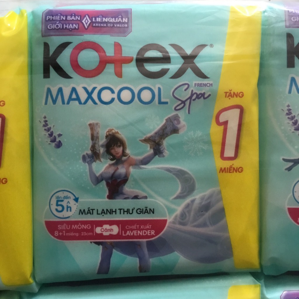 (8+1 Miếng /Gói) 23cm - Combo 8 Gói BVS Kotex MaxCool Dịu Mát 23cm (8 miếng/gói)- Hsd luôn mới ...