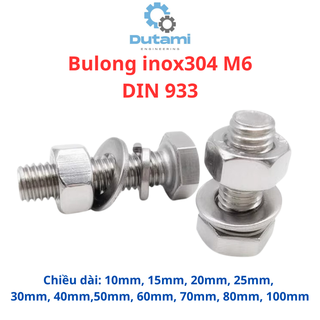 Bulong con tán (ecu) inox 304 size M6 chiều dài 10mm - 100mm (giá 1 bộ ...