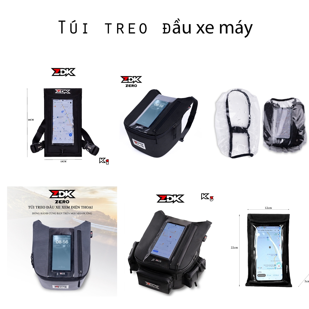 Túi Treo Đầu Xe Máy ZDK K1, túi mini , Đựng Điện Thoại Chống Cướp Giật, Xem Google Map | Shopee ...