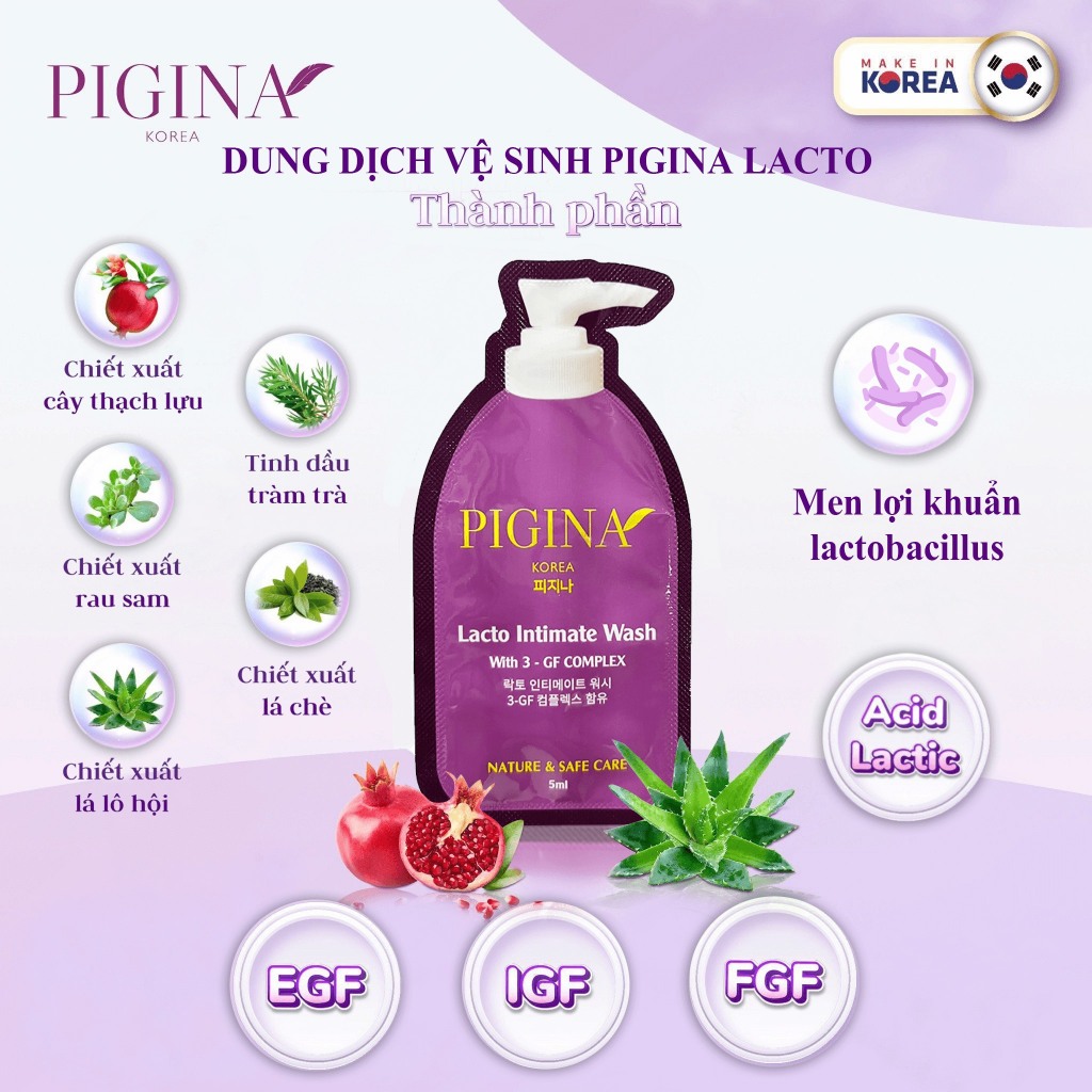 [CHÍNH HÃNG] Gói gel Dung dịch vệ sinh Pigina 5ml | Shopee Việt Nam