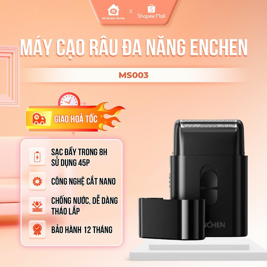 Máy cạo râu Blackstone Enchen MS003, chống nước IPX7 cạo khô & ướt, pin sử dụng đến 2 tháng ...