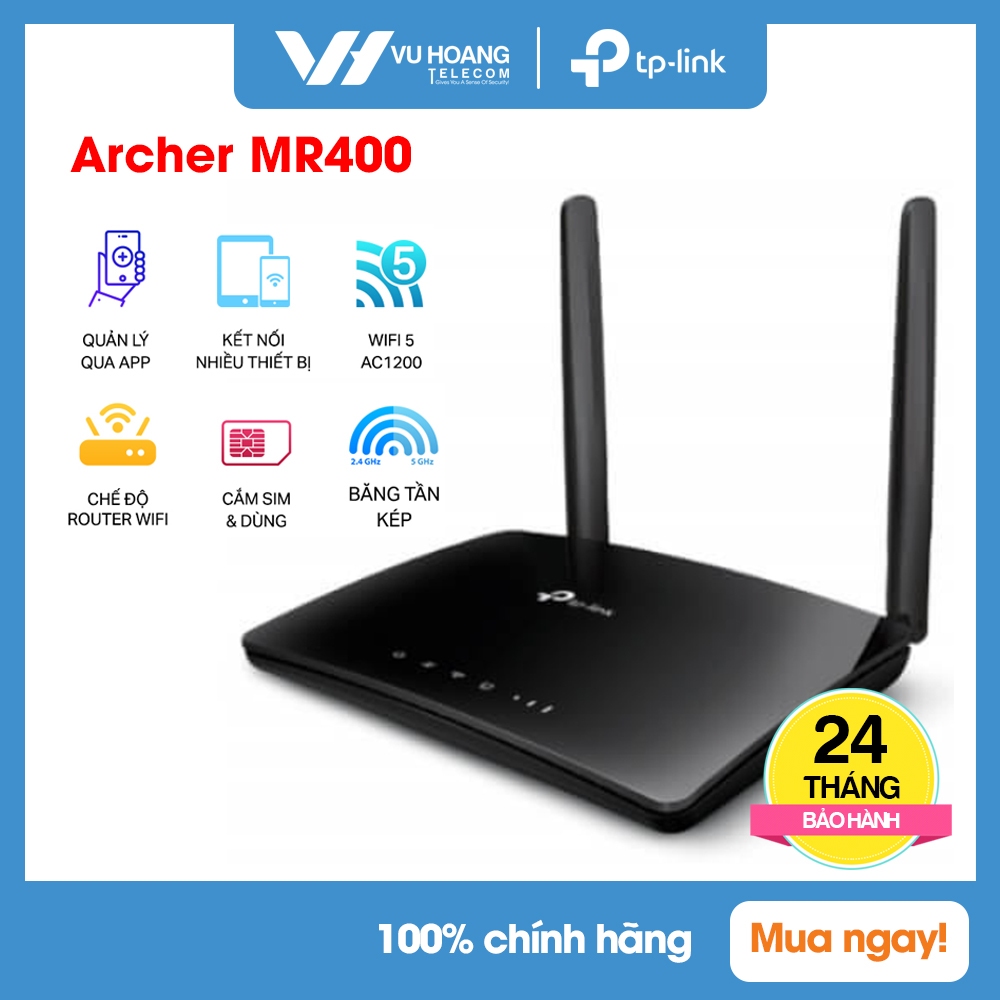 Bộ Phát Wifi Di Động 4G TP-Link Archer MR400 Băng Tần Kép AC1200_Chính ...