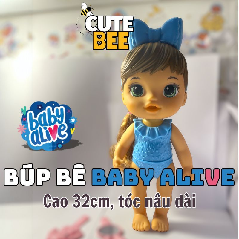 Búp bê Baby Alive Sudsy dư xịn xuất Mỹ, cao 32cm, tóc nâu dài, không ...