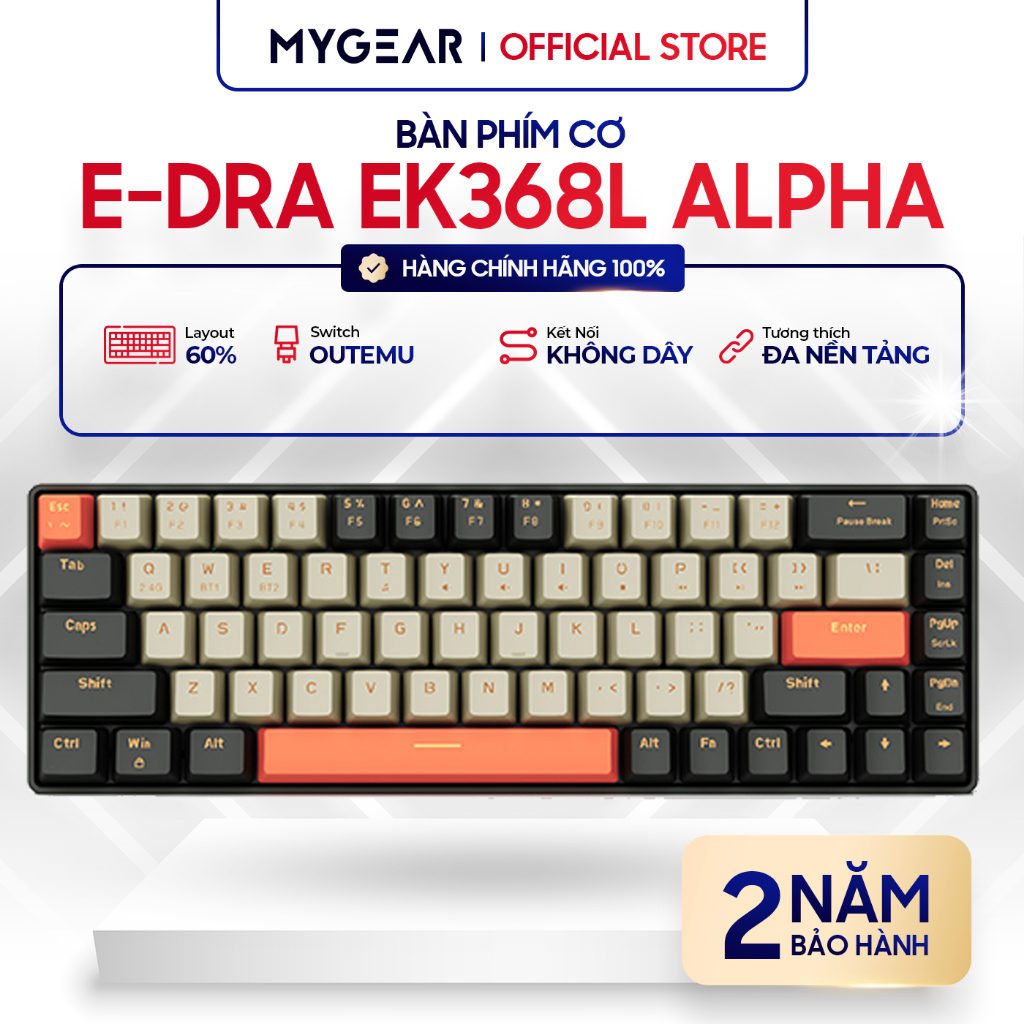 Bàn Phím Cơ Không Dây - E-Dra EK368L Beta / Alpha / White Black / Black ...