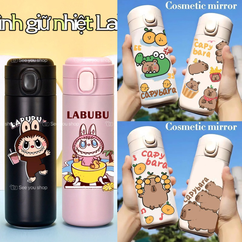 Bình Giữ Nhiệt Capybara Labubu Kapibara 420ml | Shopee Việt Nam