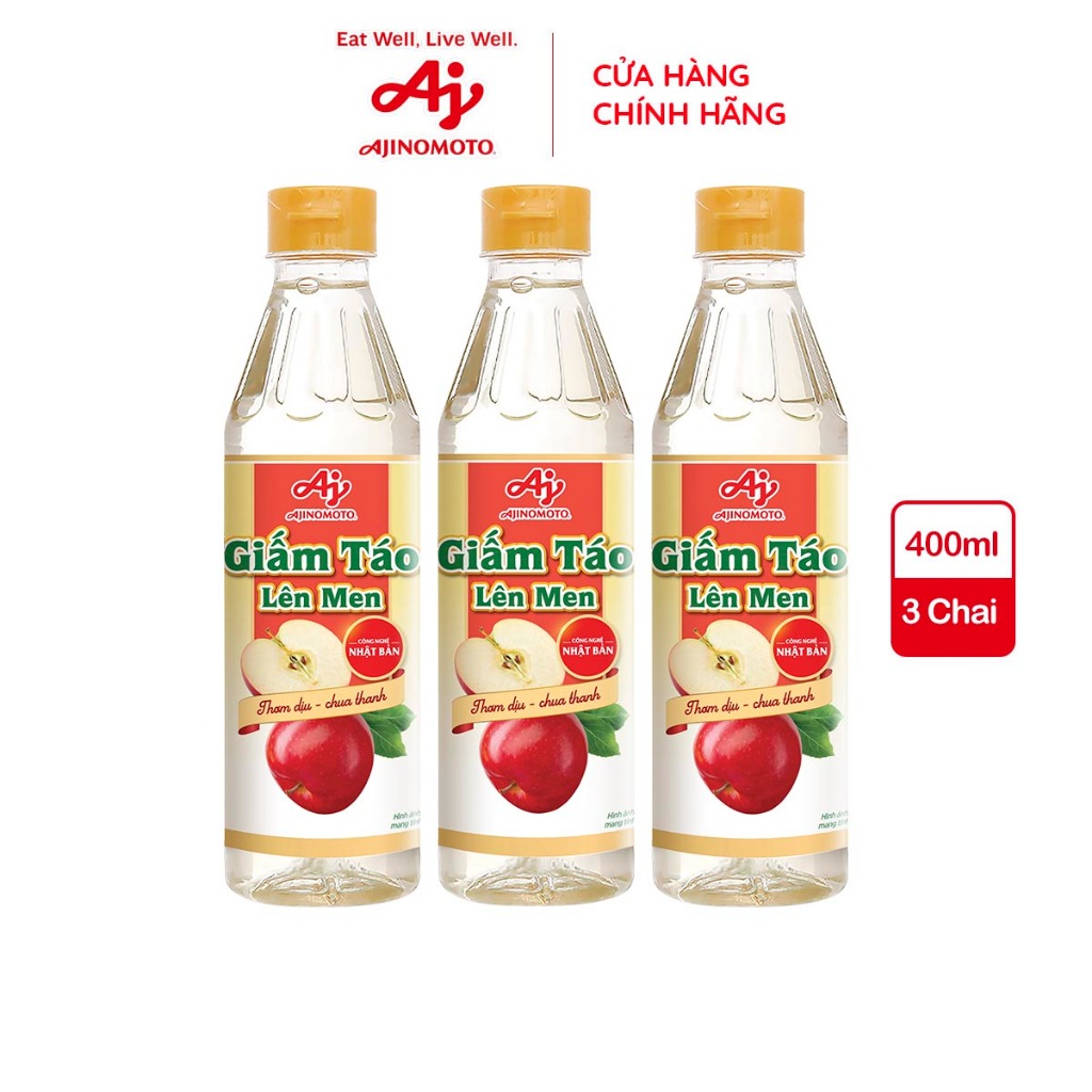 Combo 3 Chai Giấm Táo Lên Men "Ajinomoto" 400ml/Chai | Shopee Việt Nam