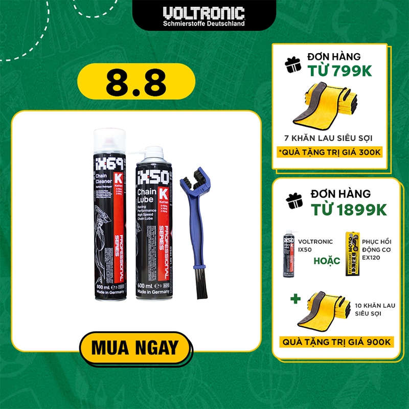 Combo vệ sinh- bảo dưỡng sên nhập khẩu Đức VOLTRONIC Ix69+Ix50 (M50 ...
