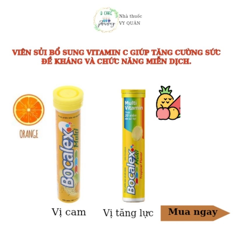 Bocalex multi vitamin tropical flavor dhg tuýp 20 viên vị trai cây thơm ...