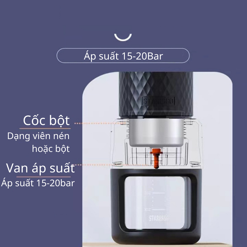 Máy pha cà phê cầm tay mini STARESSO Basic SP-200 áp lực 20 bar Bản mới ...