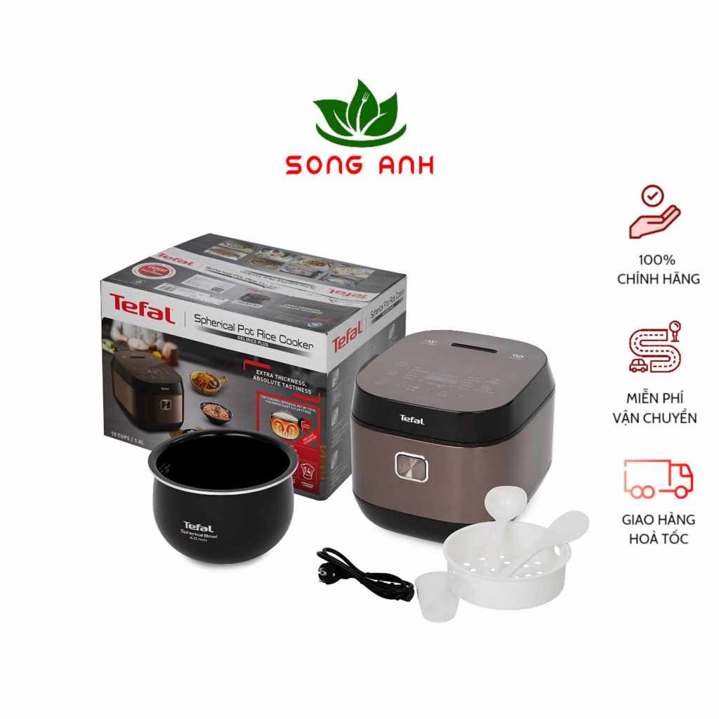 Tefal nồi cơm điện tử Delirice Plus RK776968, 1.8L lòng nồi siêu dày 4mm, công nghệ Fuzzy Logic ...