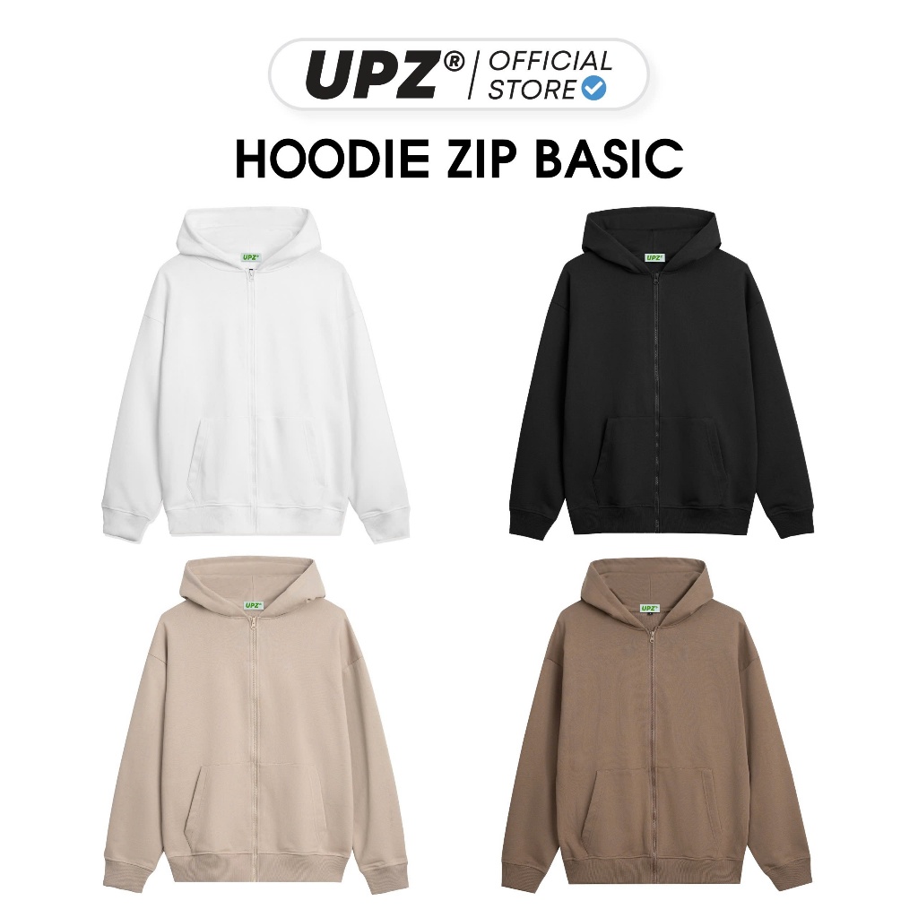 UPZ Áo Khoác Hoodie Dây Kéo Unisex Nỉ Chân Cua Cotton Cơ Bản Local ...