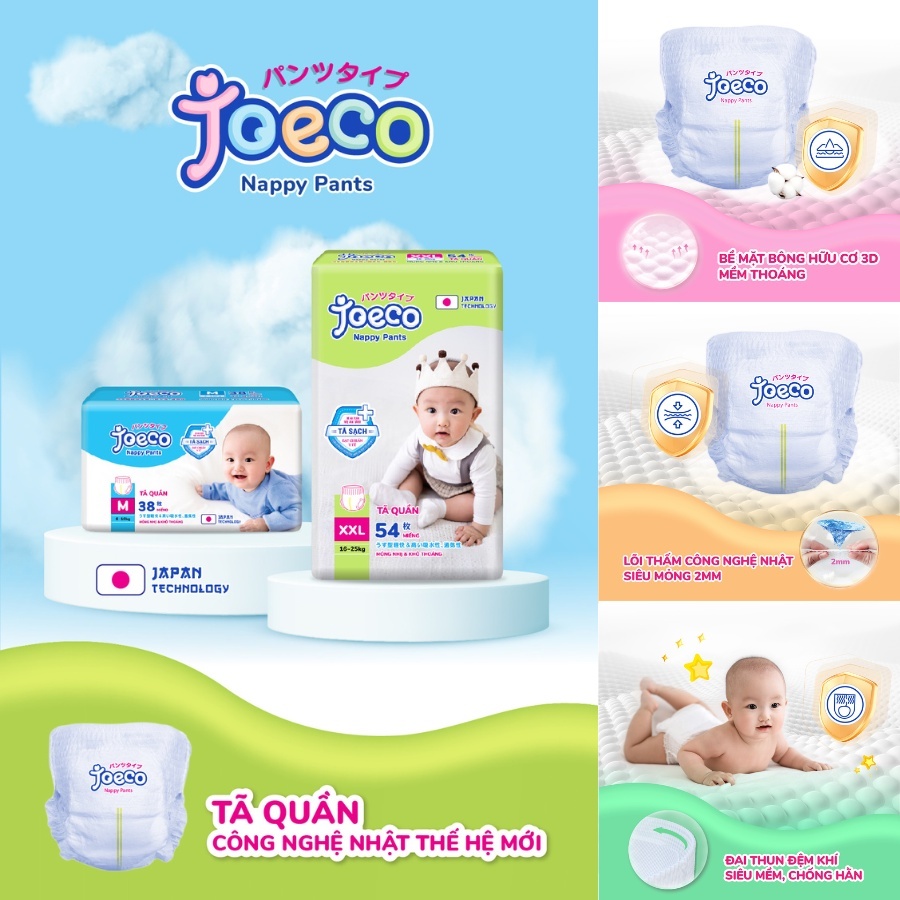 Combo 2 Gói Tã Quần JoeCo Công Nghệ Nhật size M72/L66/XL60/XXL54 Cao Cấp | Shopee Việt Nam