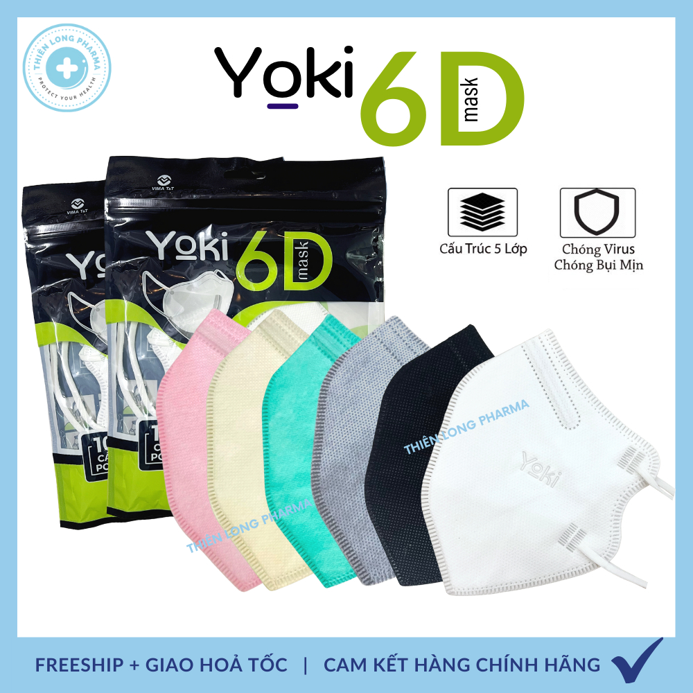 Khẩu trang 6D YOKI MASK, Khẩu trang y tế 2.5PM kháng khuẩn 5 Lớp Dày ...