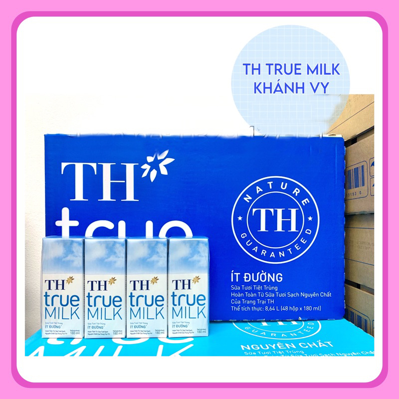 Thùng 48 hộp sữa TH True Milk 180ml (không đường, ít đường, có đường) | Shopee Việt Nam