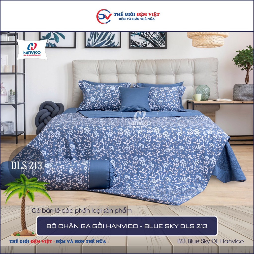 ☀️ Bộ Chăn Ga Gối ☀️ Hanvico Blue Sky DLS 213 - Vải Cotton cao cấp (bán lẻ ga chun / vỏ chăn ...