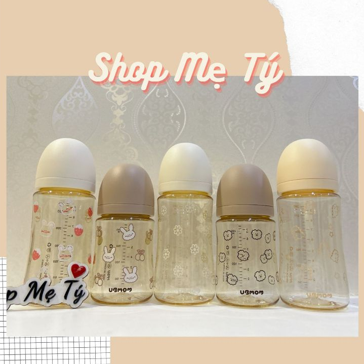 Bình sữa ti UBmom họa tiết Thỏ, Cherry, Cún xù, Khủng Long Hàn Quốc size 200ml/ 280ml | Shopee ...
