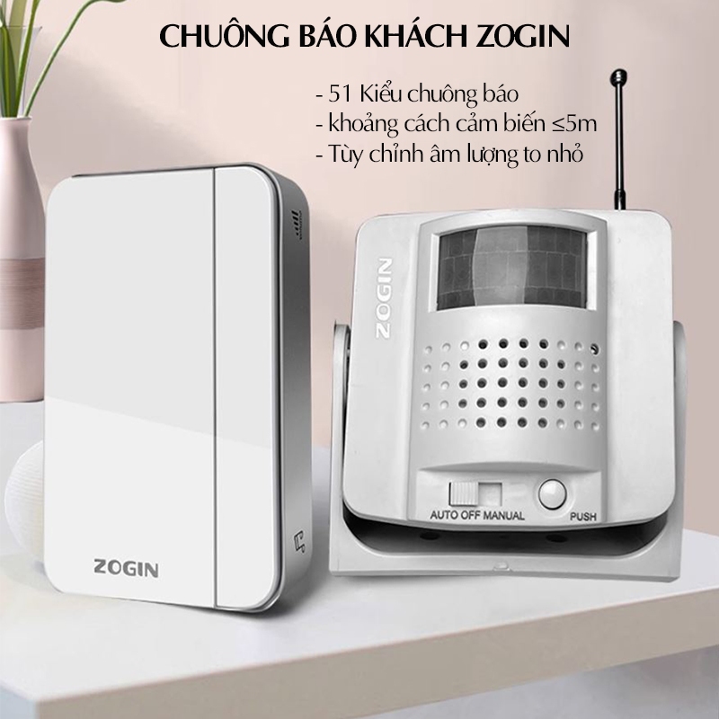 Chuông báo khách chống trộm ZOGIN, cảnh báo khi có người đi qua ...