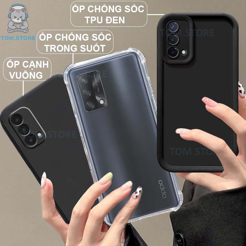 Ốp lưng Oppo A74 / A74 4G / A95 / K9 chống sốc đen,kem,TPU viền vuông ...