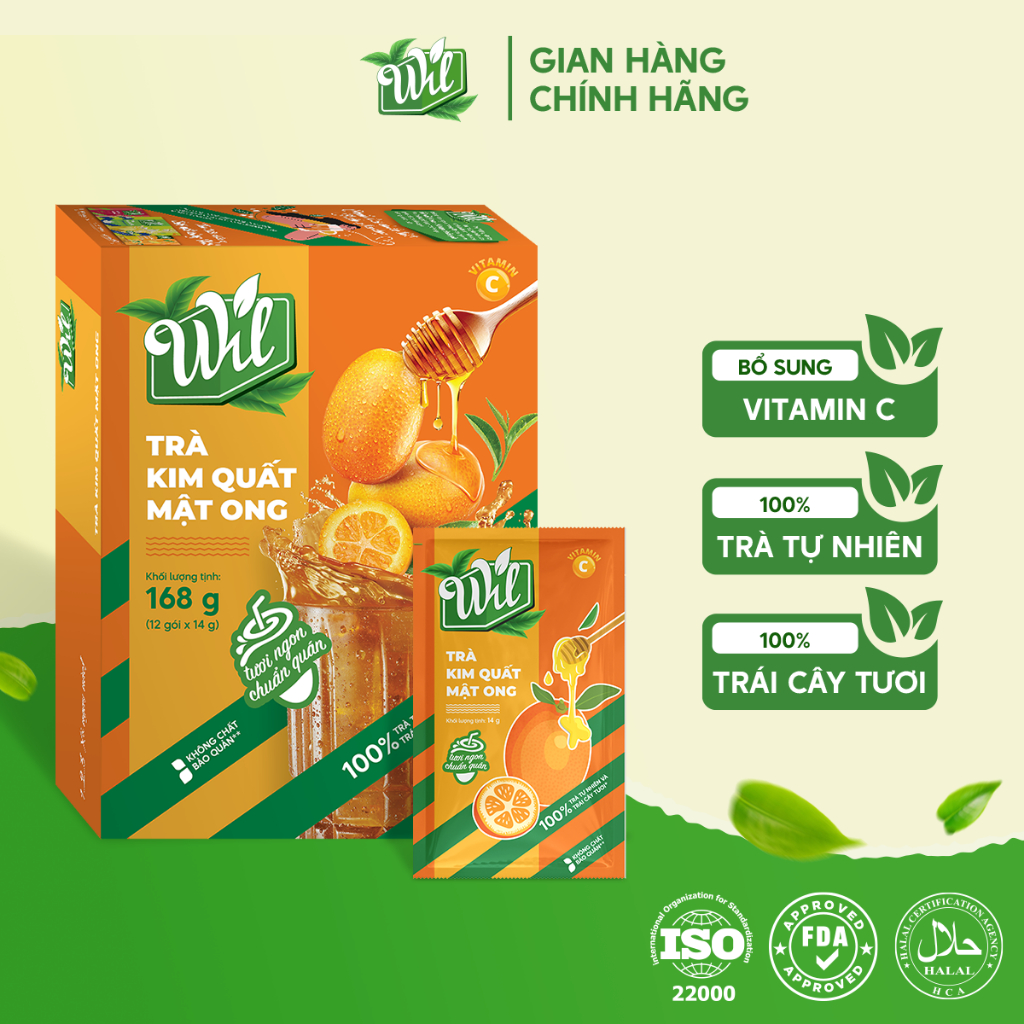 Hộp Trà Hòa Tan Vị Kim Quất Mật Ong Giải Nhiệt 168g, 12 gói x 14g Wil | Shopee Việt Nam