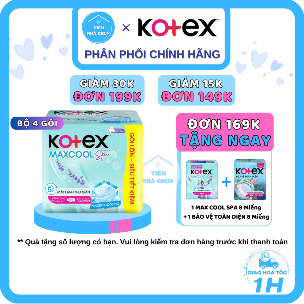 CHE TÊN - Gói 20 Miếng 23cm Băng Vệ Sinh Kotex Maxcool French Spa Siêu Mỏng Cánh - NHI.TNL ...