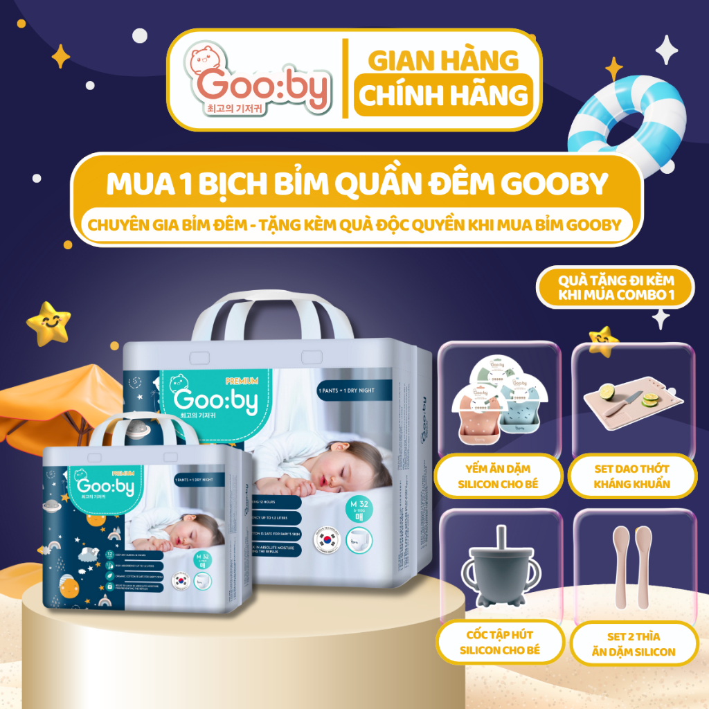 Tã/bỉm quần Gooby Premium - Chuyên gia bỉm đêm, chống trào đến 12h size ...