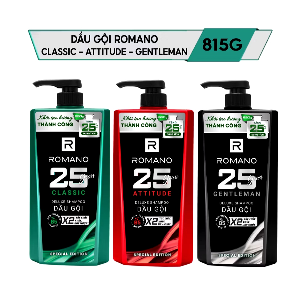 (Tăng 25% dung tích) Dầu gội Romano hương nước hoa 815g | Shopee Việt Nam