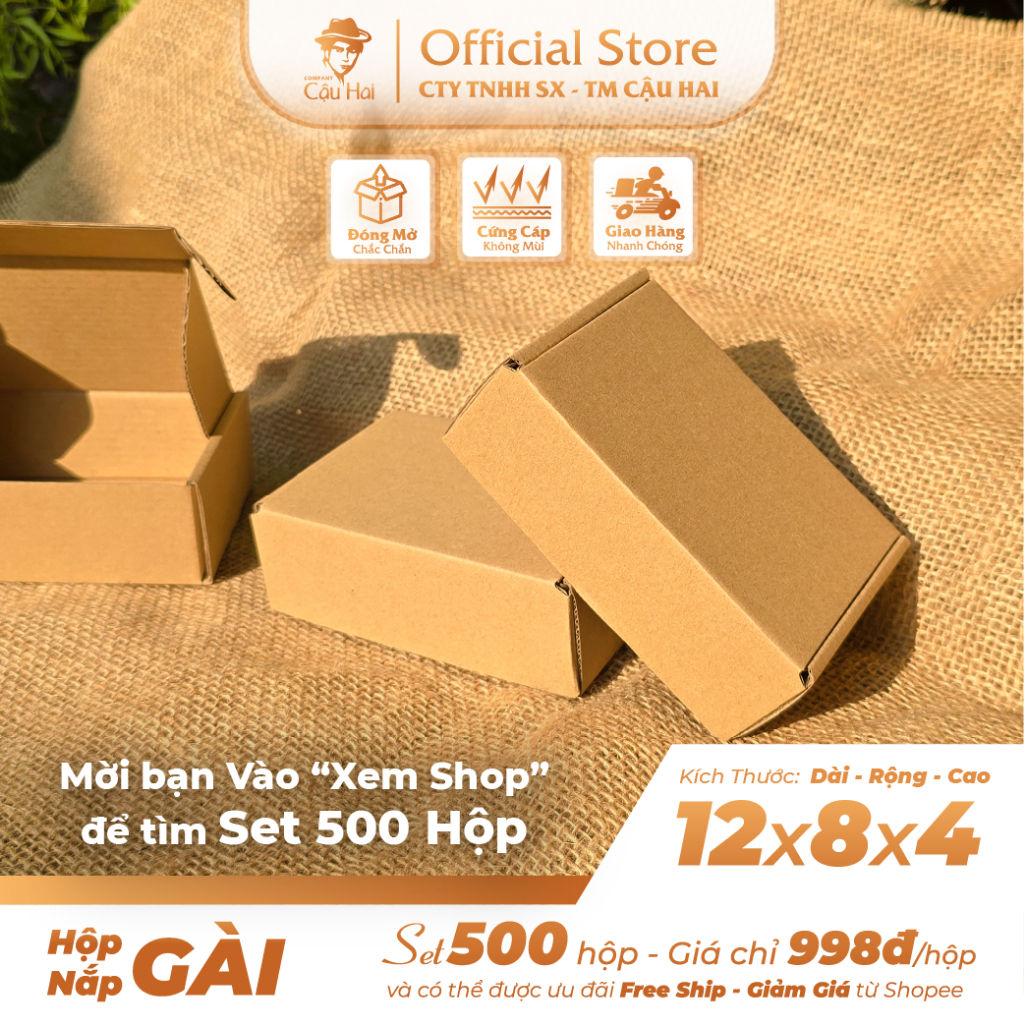 Hộp carton 12x8x4 nắp GÀI & GẬP | Shopee Việt Nam