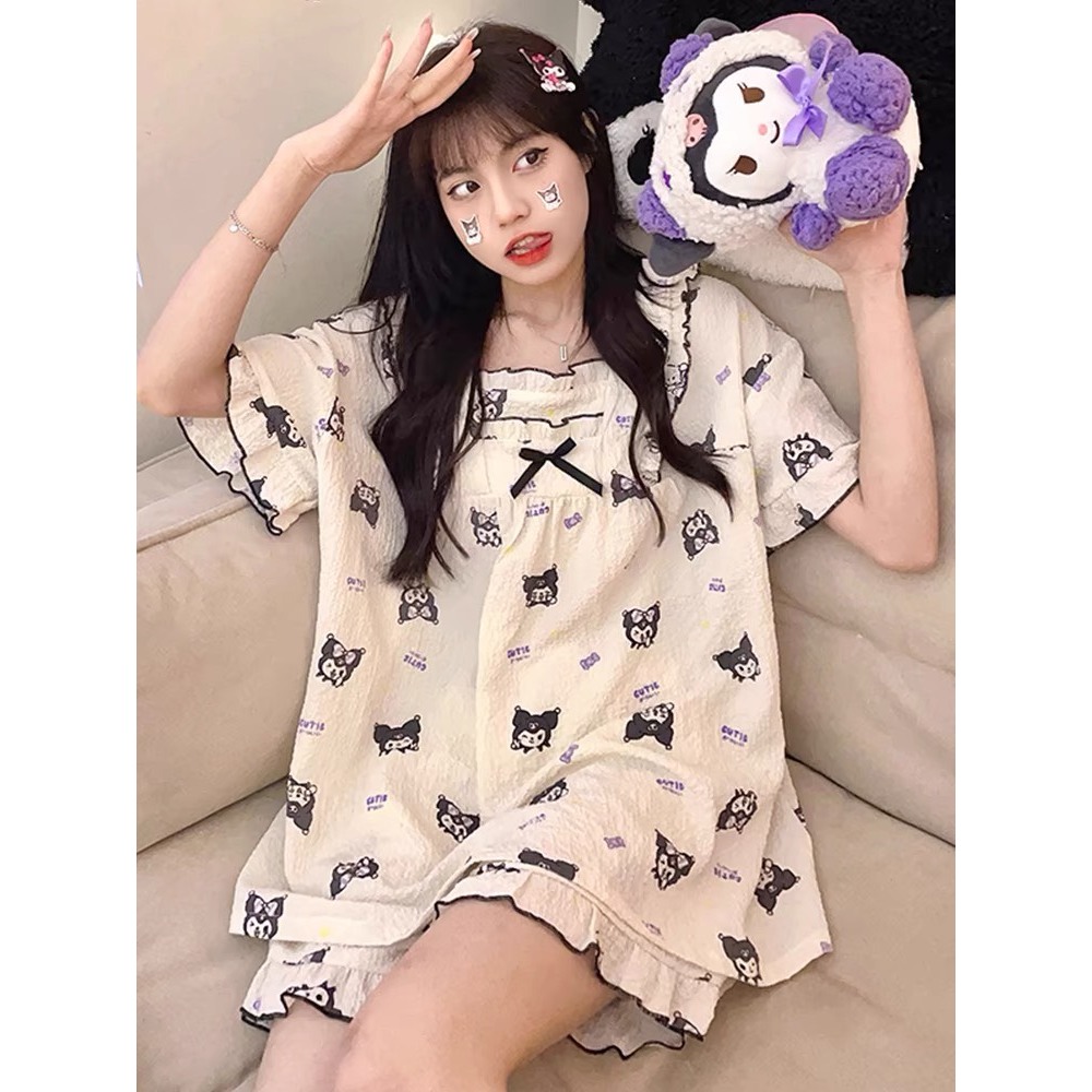 {Hàng Có Sẵn} Bộ Ngủ Cộc BC3 Đen Đồ Ngủ Nữ, Đồ Ngủ Cute, Bộ Ngủ Cộc, Bộ ...