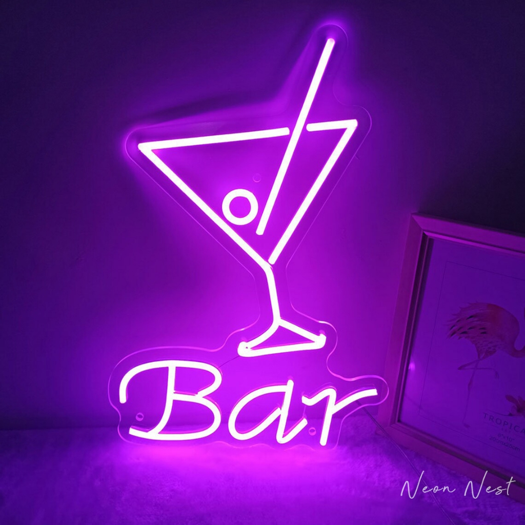 Đèn Led Neon uốn hình Ly Cocktail Bar của xưởng NeonNest Trang trí cửa ...