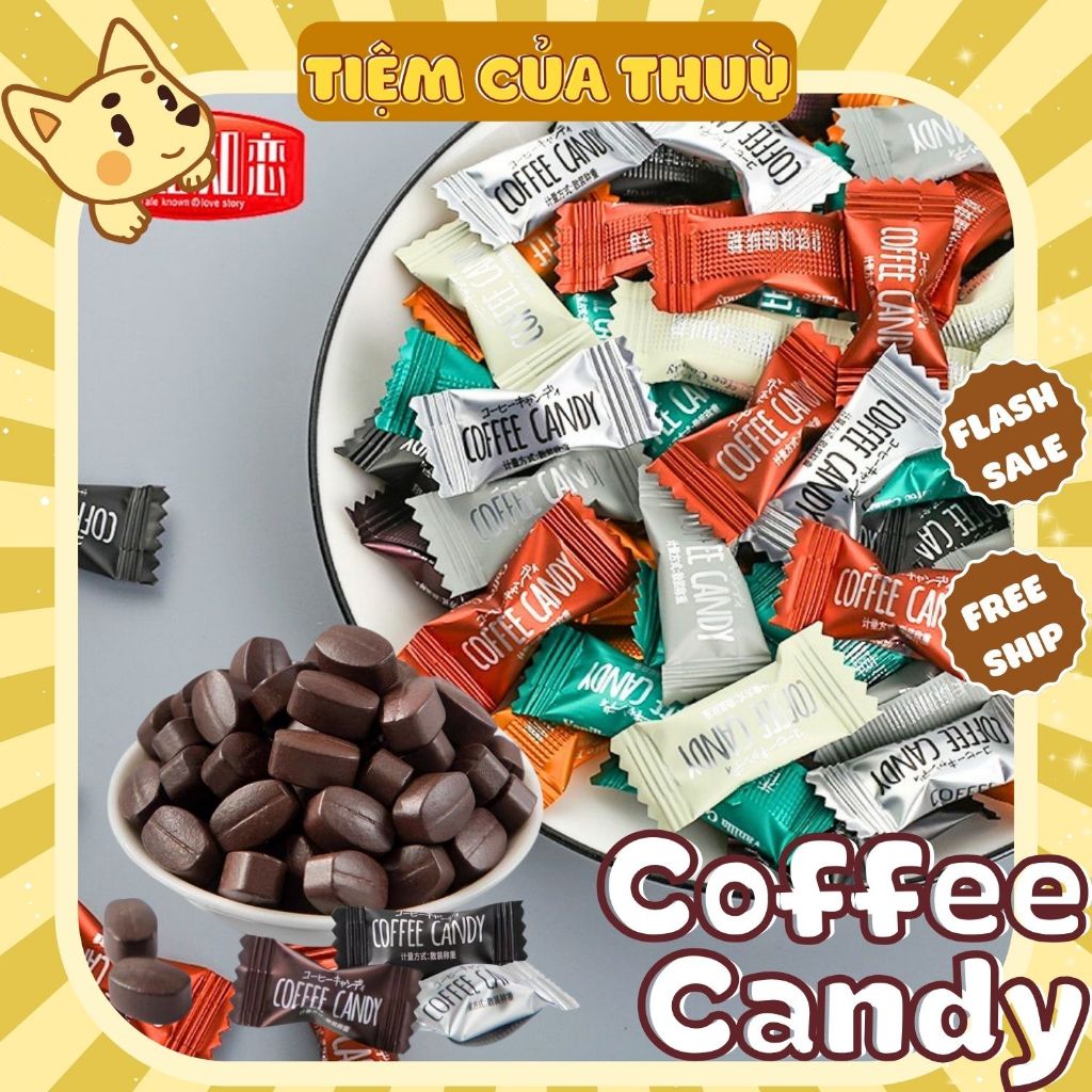 500G(~500 Cái) Kẹo Cafe Coffee Candy Mix Vị, Kẹo Cà Phê Đen Nguyên Chất ...