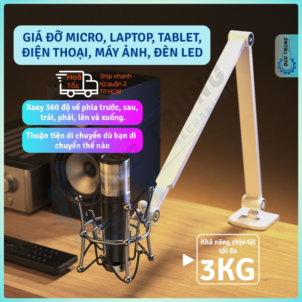 Giá Đỡ Micro Treo Tường Đứng, giá đỡ máy ảnh, điện thoại, laptop, Kẹp ...